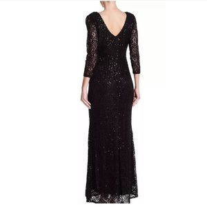 MARINA | Dresses | Nwt Marina Dress Sequined Lace Gown V Neck Black ...